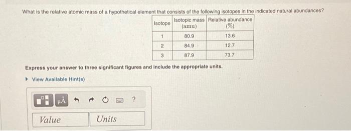What is the relative atomic mass of a hypothetical | Chegg.com