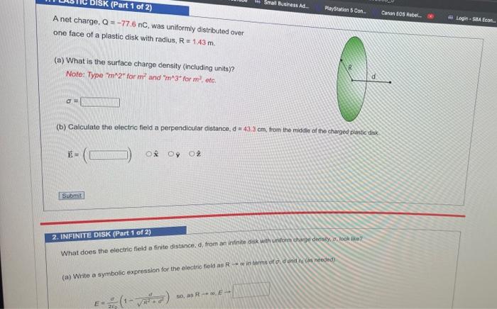 Solved A net charge, Q=−77.6nC, was uniformly distributed | Chegg.com