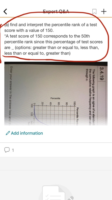 Solved (a) find and interpret the percentile rank of a test | Chegg.com