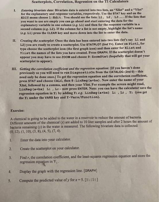 Solved Scatterplots, Correlation, Regression on the Ti | Chegg.com
