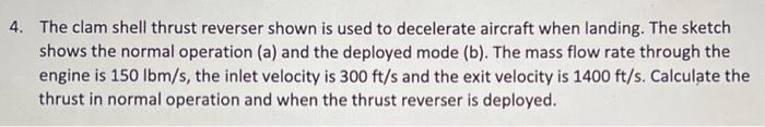 Solved 4. The clam shell thrust reverser shown is used to | Chegg.com