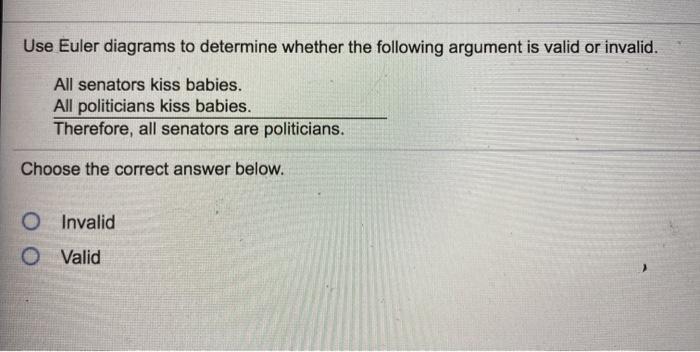 Solved Use Euler diagrams to determine whether the following | Chegg.com