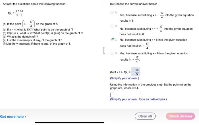 Solved Answer the questions about the following function. | Chegg.com