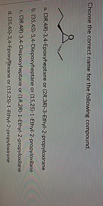 Solved Choose the correct name for the following compound. | Chegg.com