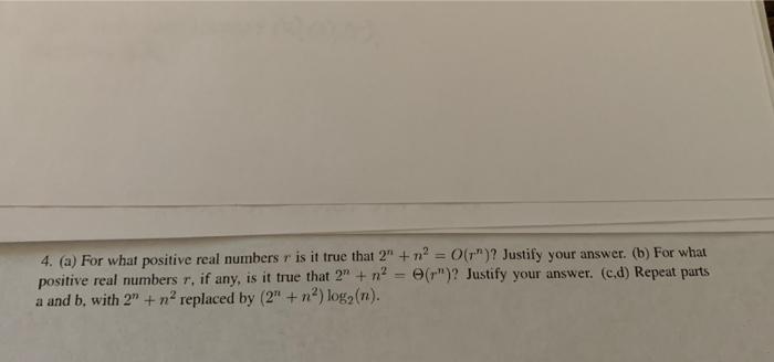 Solved 4. (a) For what positive real numbers r is it true | Chegg.com