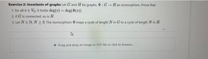 Solved Exercise 2: Invariants of graphs Let G and H be | Chegg.com