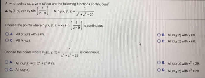 Solved At what points (x, y, z) in space are the following | Chegg.com