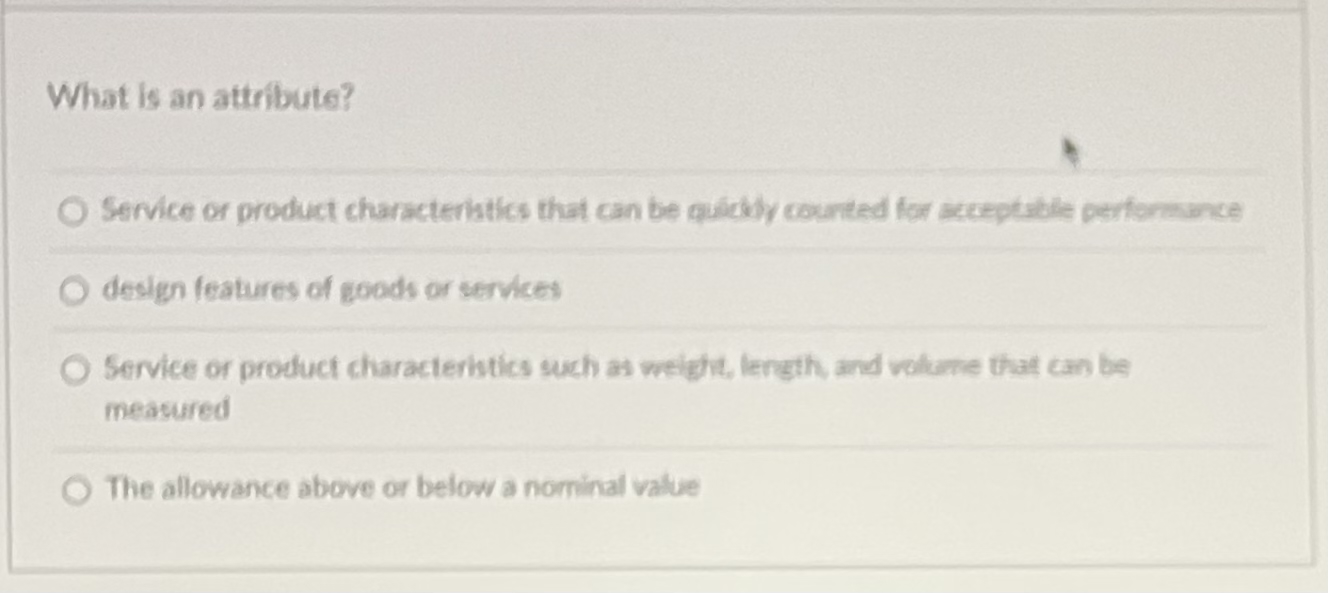 Solved What is an attribute?Service or product | Chegg.com