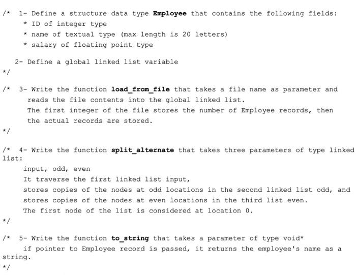 Solved 1 Define A Structure Data Type Employee That