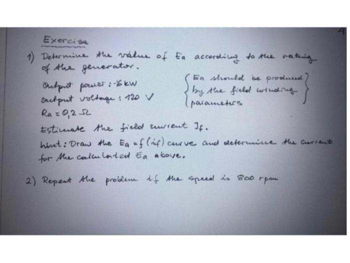 Exercise 1) Determine the value of Ea according to | Chegg.com