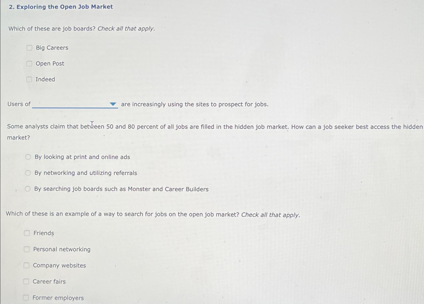 Solved Exploring the Open Job MarketWhich of these are job | Chegg.com