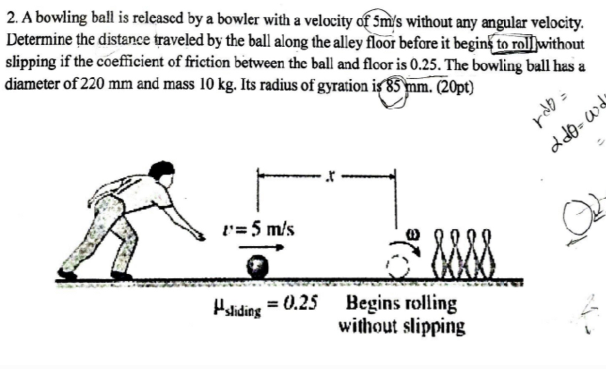 Solved A bowling ball is released by a bowler with a | Chegg.com