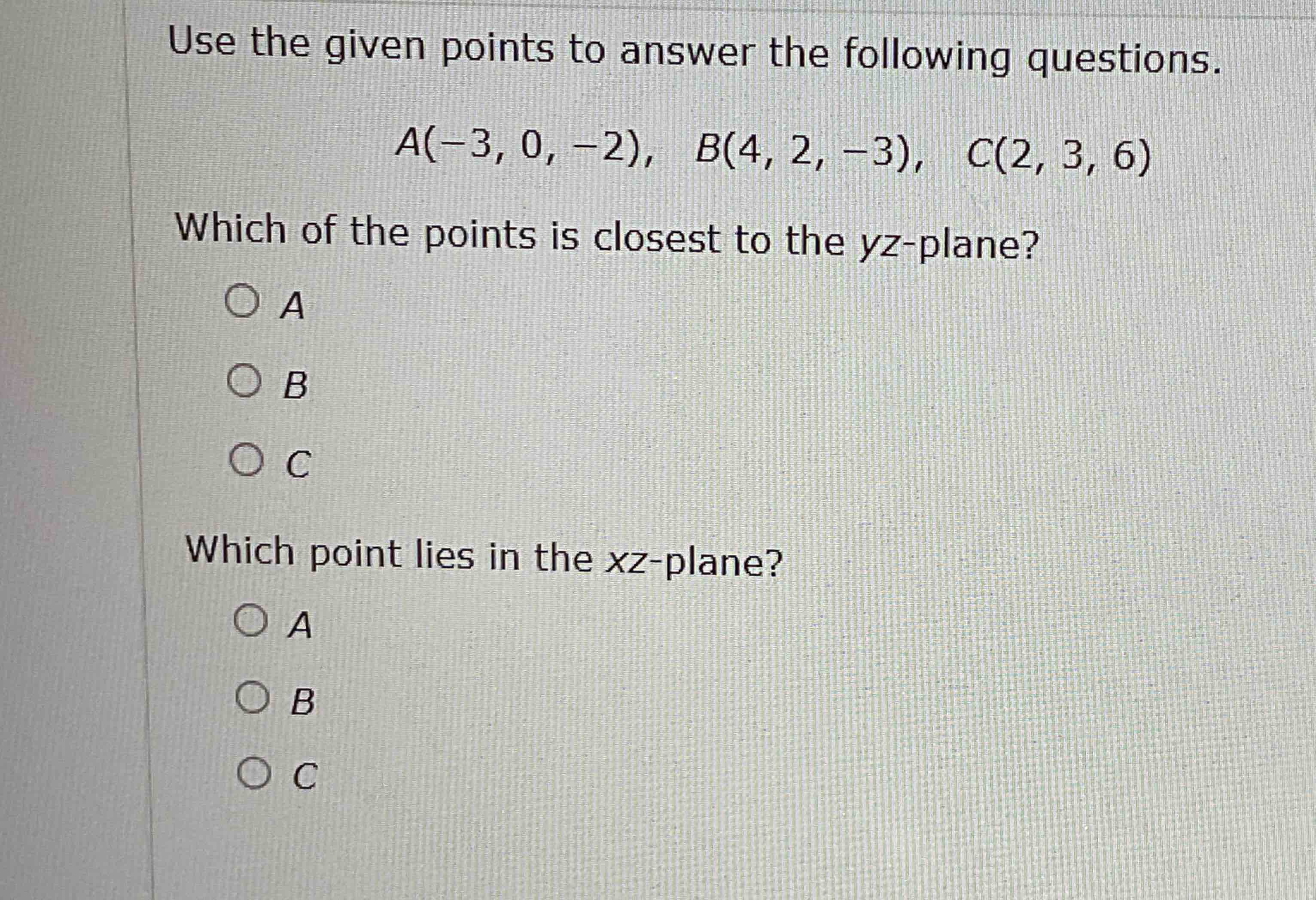 Solved Use the given points to ﻿answer the following | Chegg.com