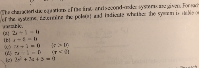 Solved The characteristic equations of the first- and | Chegg.com