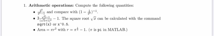 Solved 1. Arithmetic operations: Compute the following | Chegg.com