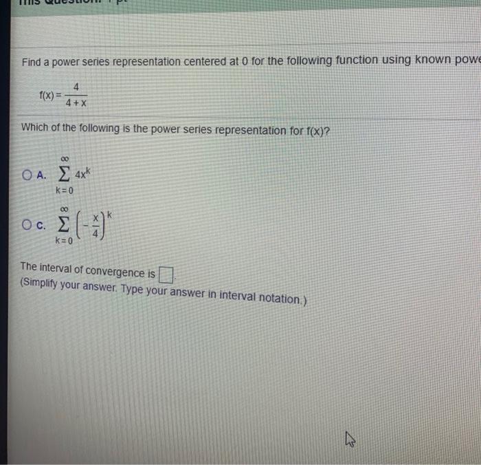 Solved Find a power series representation centered at o for | Chegg.com
