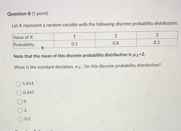 Solved Let X represent a random variable with the following | Chegg.com