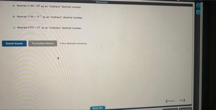 Solved B. Rewrite 2.740=103 as an "ordinary" decimal namber, | Chegg.com