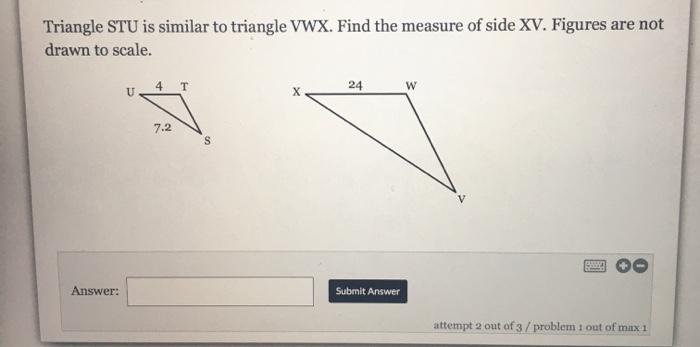 Solved Triangle STU is similar to triangle VWX. Find the | Chegg.com