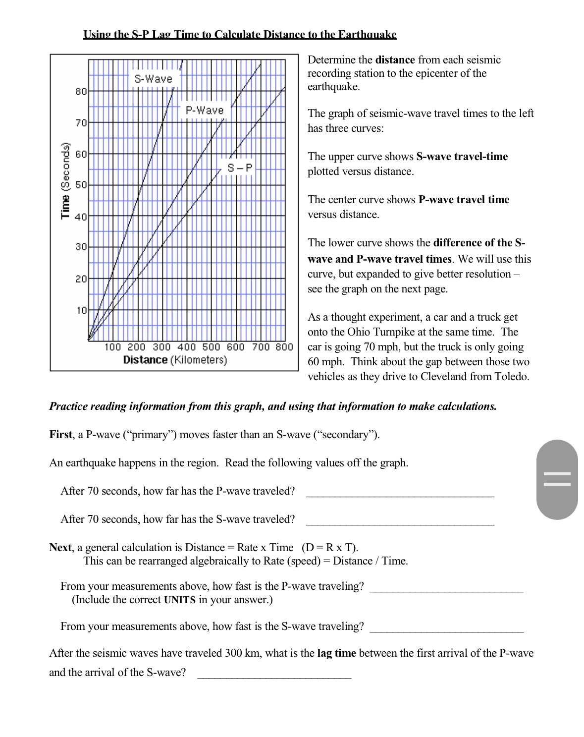 Solved Using the S-P Lag Time to Calculate Distance to the | Chegg.com