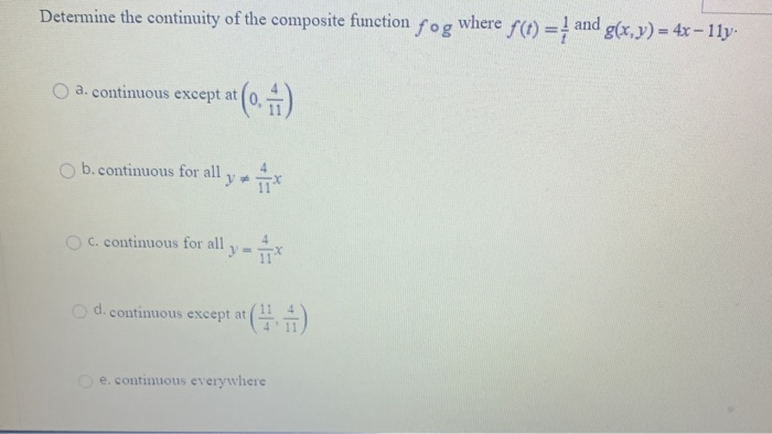 Solved Determine the continuity of the composite function | Chegg.com