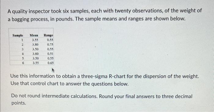 Solved What is the Upper Control Limit? Center Line? & Lower | Chegg.com