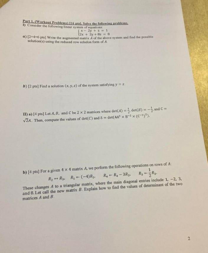 Solved Part 1. (Workout Problems) 116 ptsl. Solve the | Chegg.com