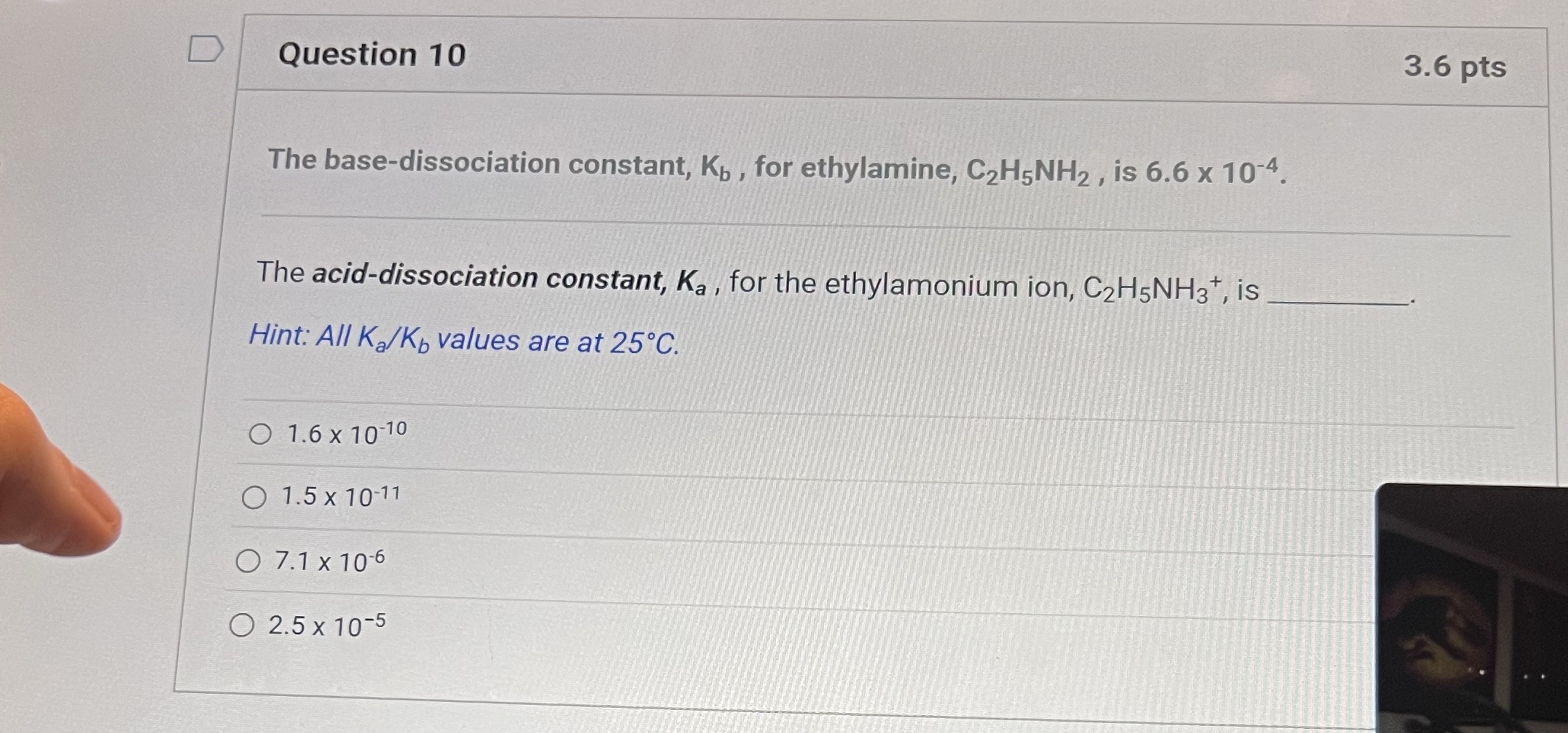 High Quality SOLUTION Question 103.6 ﻿ptsThe base-dissociation constant, | Chegg.com