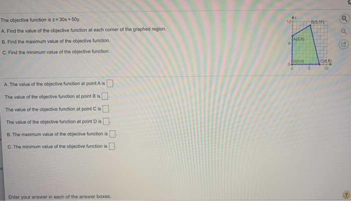 Solved The Objective Function Is Z 30x 50y 124 B 5 11