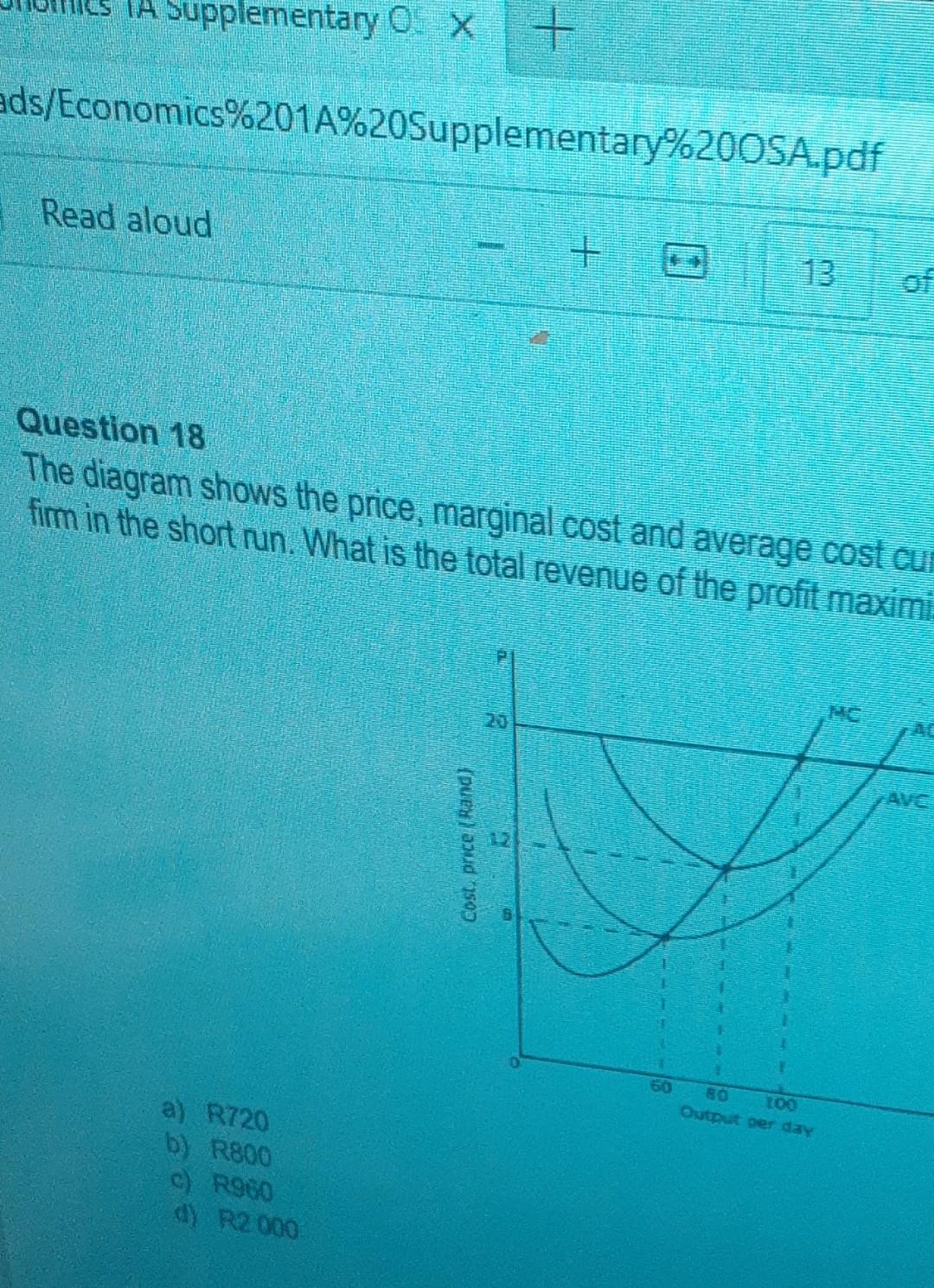 Solved price, marginal cost and average cost curves facing a | Chegg.com