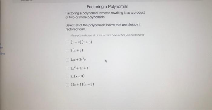 Solved Factoring a Polynomial Factoring a polynomial | Chegg.com