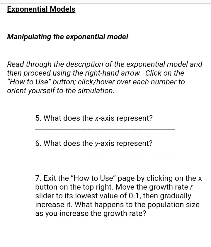 Exponential Models Manipulating the exponential model | Chegg.com
