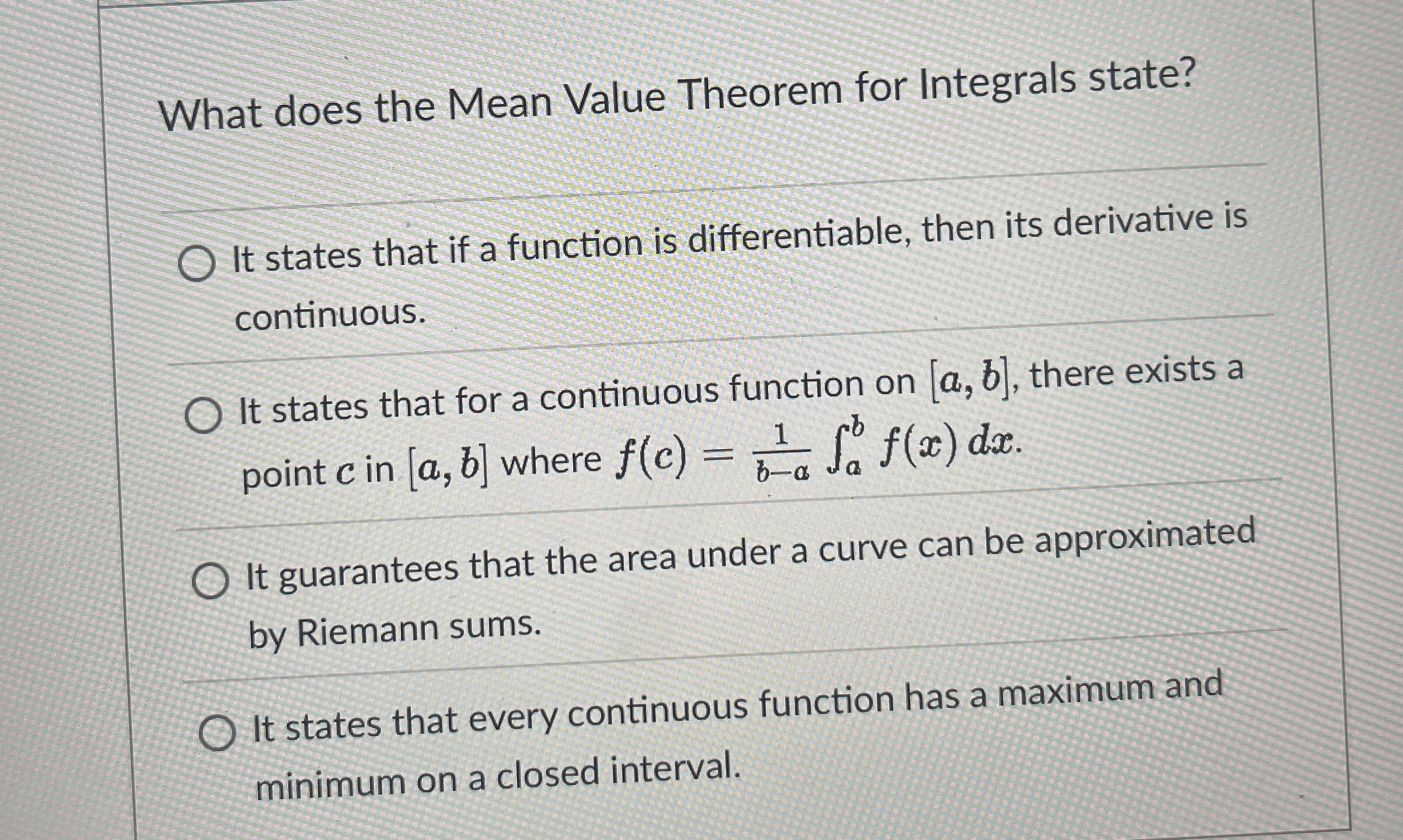 Solved What does the Mean Value Theorem for Integrals | Chegg.com