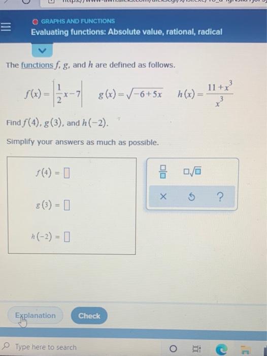 Solved E OGRAPHS AND FUNCTIONS Evaluating functions: | Chegg.com