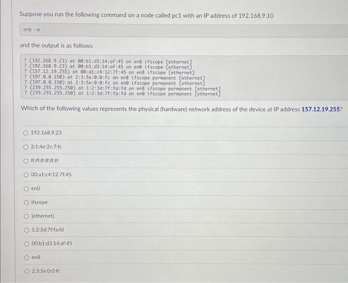 Solved Suppose you run the following command on a node | Chegg.com
