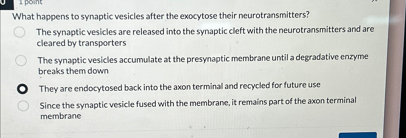 Solved What happens to synaptic vesicles after the exocytose | Chegg.com