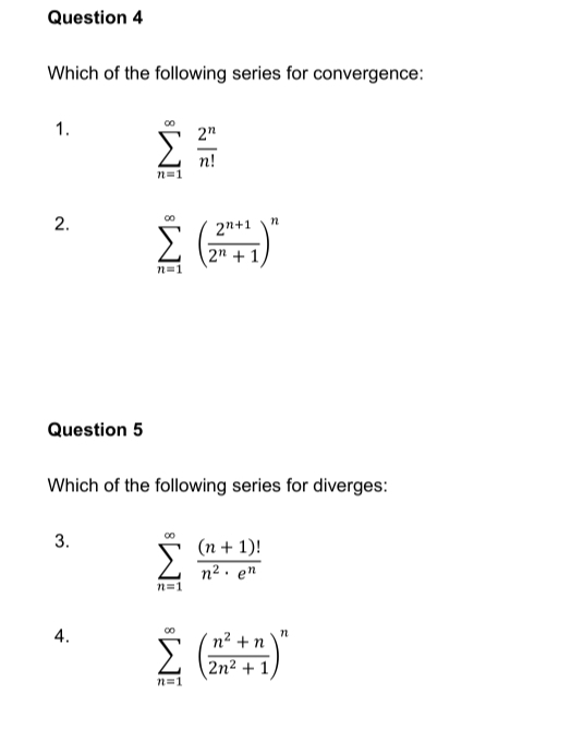 Solved Question 4Which of the following series for | Chegg.com