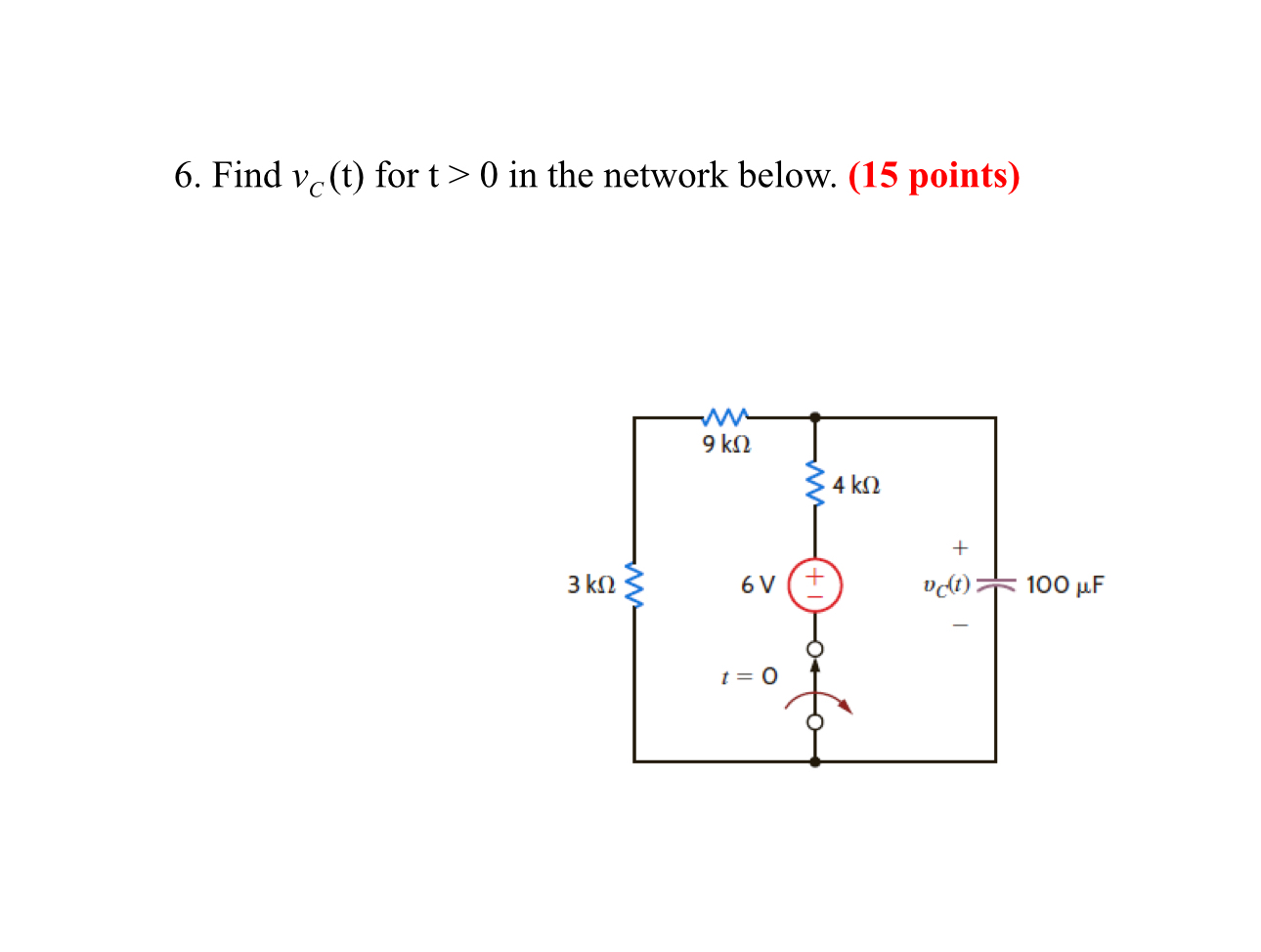 Solved Find vC(t) ﻿for t>0 ﻿in the network below. (15 | Chegg.com