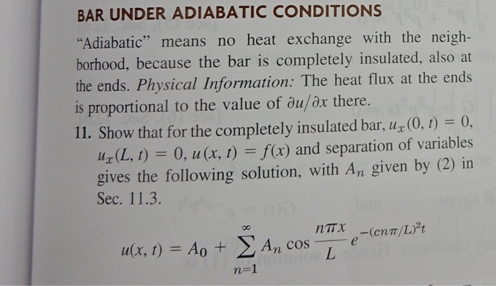 Solved BAR UNDER ADIABATIC CONDITIONS "Adiabatic” means no | Chegg.com