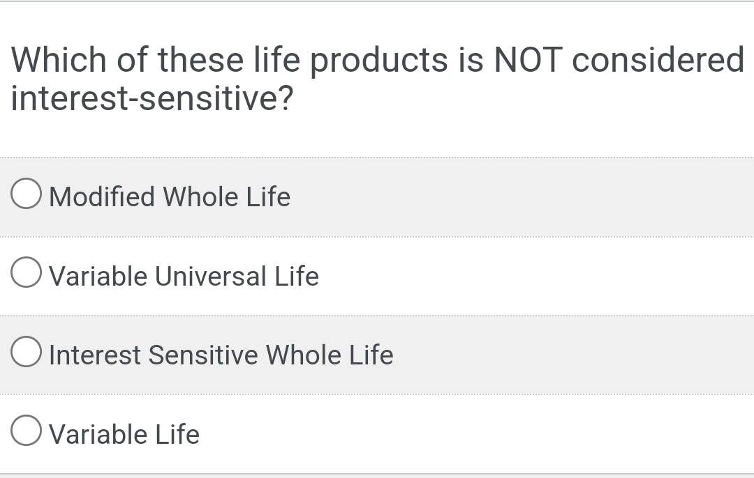 Solved Which of these life products is NOT considered | Chegg.com