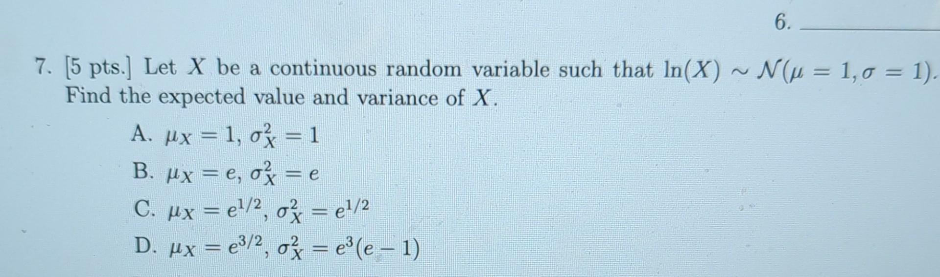 Solved 7. [5 pts.] Let X be a continuous random variable | Chegg.com