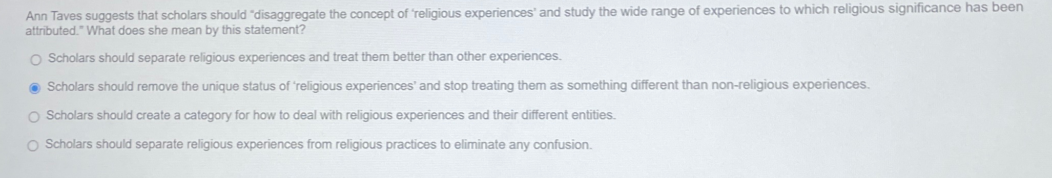 Solved Ann Taves suggests that scholars should 'disaggregate | Chegg.com