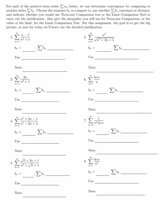 Solved For each of the positive-term series a, below, we can | Chegg.com