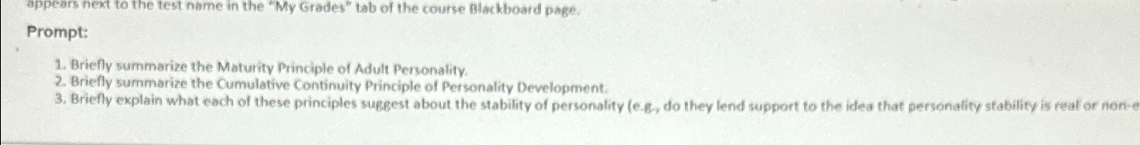 Solved Briefly summarize the Maturity Principle of Adult | Chegg.com