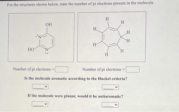 Solved For the structures shown below, state the number of | Chegg.com