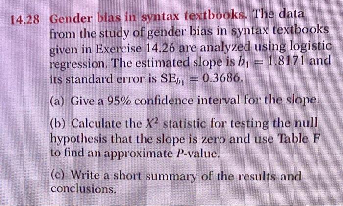 Solved 4.28 Gender bias in syntax textbooks. The data from | Chegg.com