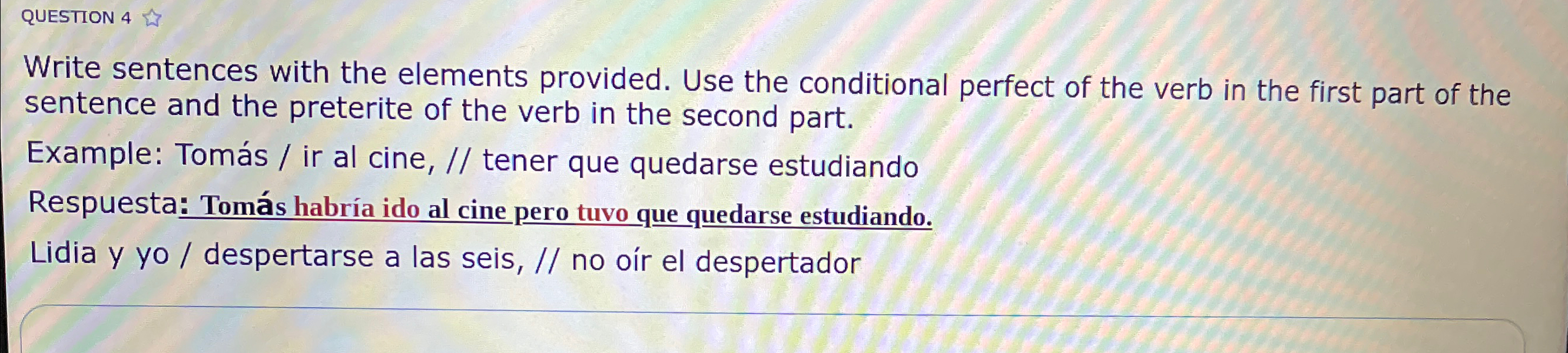 Question 4write Sentences With The Elements Provided 