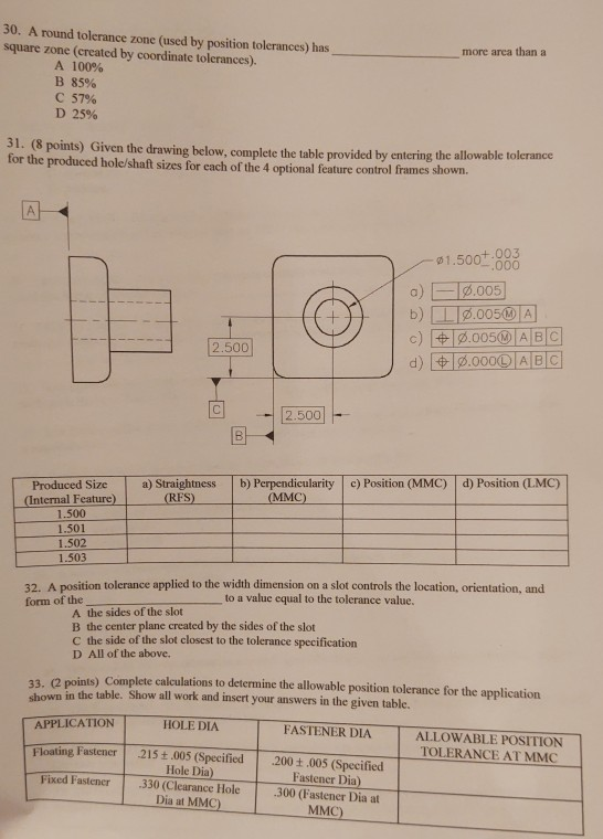 Solved more area than a 30. A round tolerance zone (used by | Chegg.com