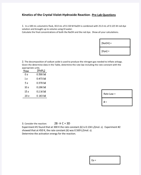 Solved Kinetics of the Crystal Violet-Hydroxide Reaction - | Chegg.com