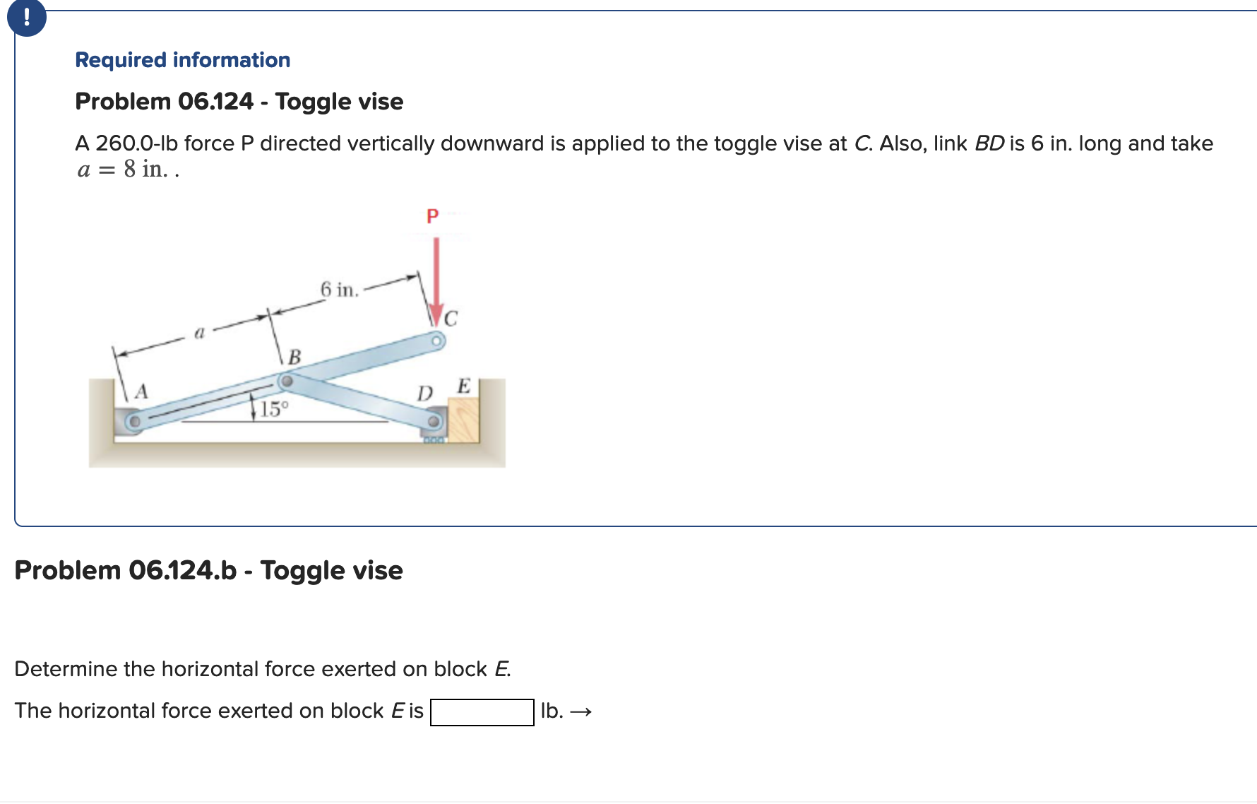 Solved Required informationProblem 06.124 - ﻿Toggle viseA | Chegg.com